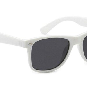 My Shades - Retro 80's Classic Rectangle Sunglasses (White, Smoke)