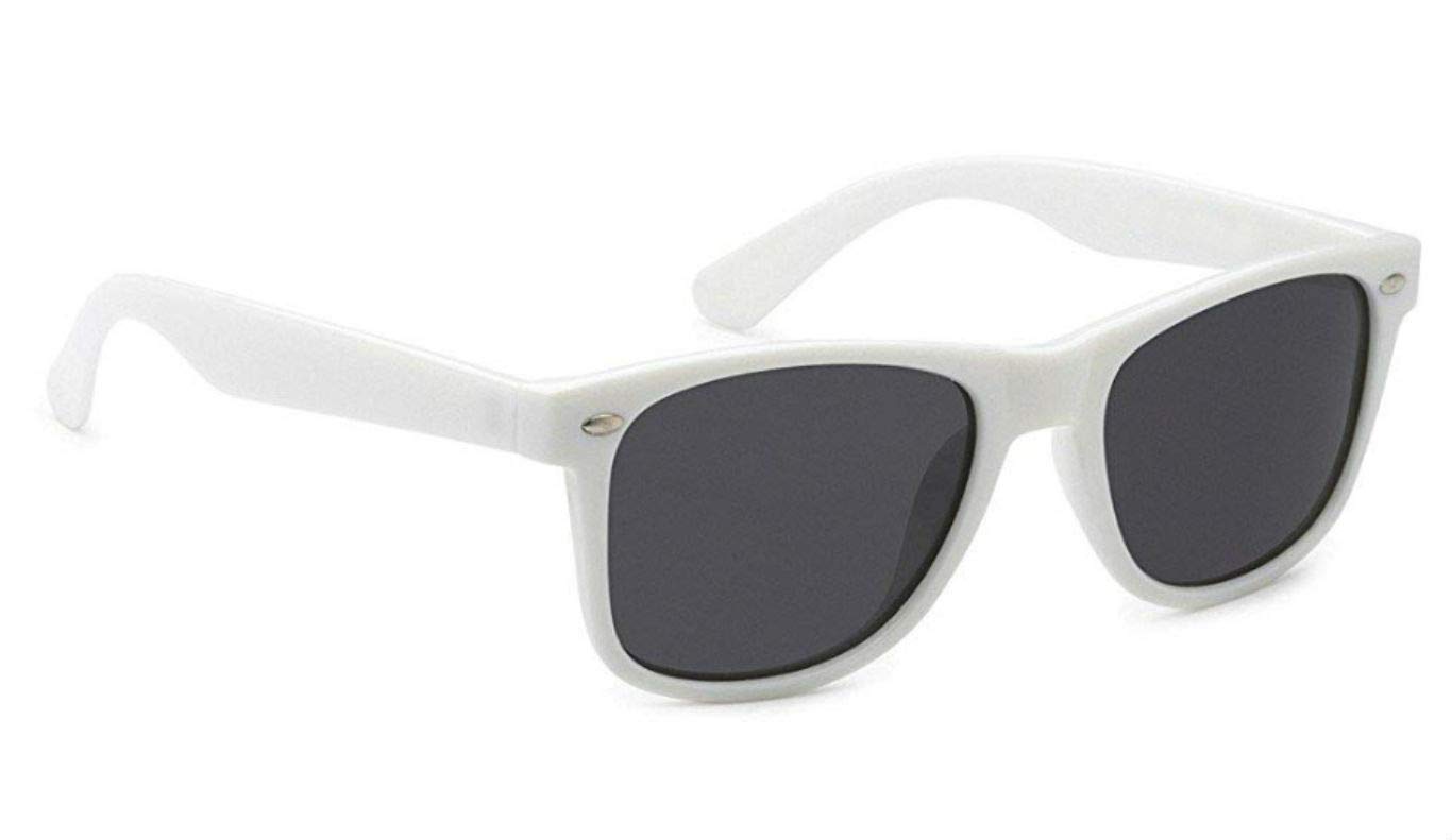 My Shades - Retro 80's Classic Rectangle Sunglasses (White, Smoke)