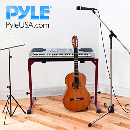 Pyle Universal Keyboard Heavy-Duty Electronic Organ Holder Rack Portable Piano Stand w/Adjustable Height and Width, Protective Rubber Discs