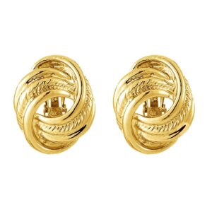 gold love knot clip on earrings for women, fashion clip on earring no pierced earring