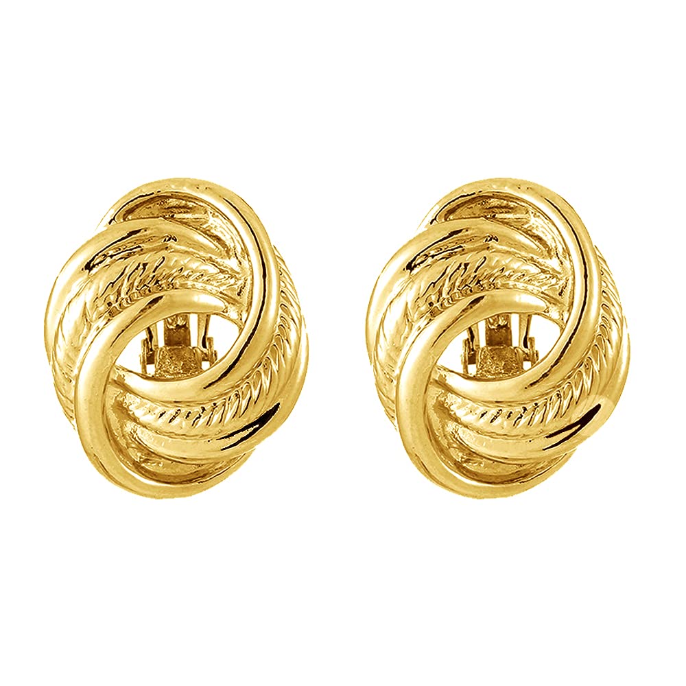 Gold Love Knot Clip On Earrings for Women, Fashion Clip On Earring No Pierced Earring