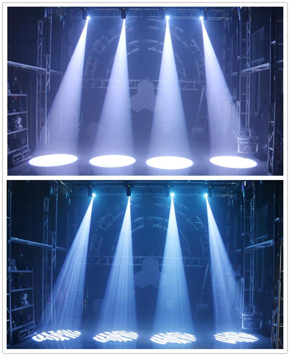 60W Moving Head Lights 6 IN1 DMX-512 16/18 Channels Stage Lighting Sound Activated Spotlight RGBW+Amber+UV for Party KTV Pub Bar Disco Dj Show Wedding Ceremony (60W+LED-2Pack)