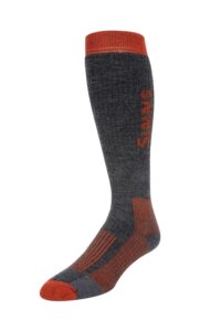 simms men's merino wool thermal midweight otc sock, medium, carbon