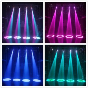 60W Moving Head Lights 6 IN1 DMX-512 16/18 Channels Stage Lighting Sound Activated Spotlight RGBW+Amber+UV for Party KTV Pub Bar Disco Dj Show Wedding Ceremony (60W+LED-2Pack)