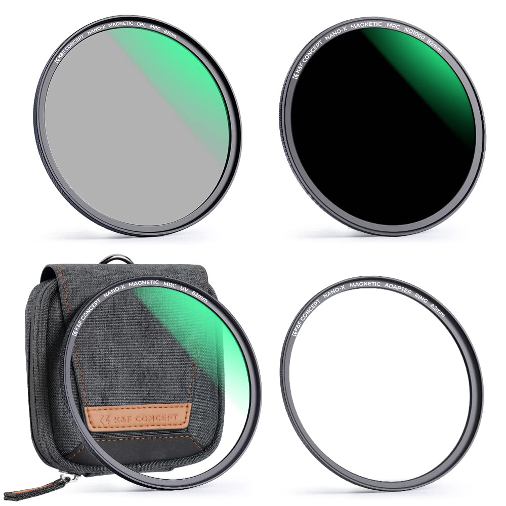 K&F Concept 62mm Magnetic MCUV CPL Fixed ND1000 Magnetic Basic Ring 4-in-1 Lens Filters Kit with 28 Multi-Coatings for Camera Lens (Nano-X Series)