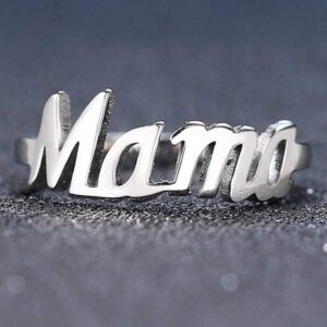 Jude Jewelers Stainless Steel Mother's Day Birthday Mama Christmas Baby Shower Graudation Statement Ring (Silver, 7)