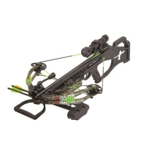 pse archery 01318ka coalition frontier 380 feet per second crossbow package with scope and bolts, 185 pound draw weight, kryptek altitude camouflage