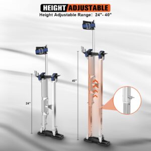 Olenyer 24" - 40" Drywall Stilts for Adults Height Adjustable Aluminum Work Stilts for Sheetrock Drop Ceiling Painting Painter Exterior Wall Painting or High Shrub Trimming