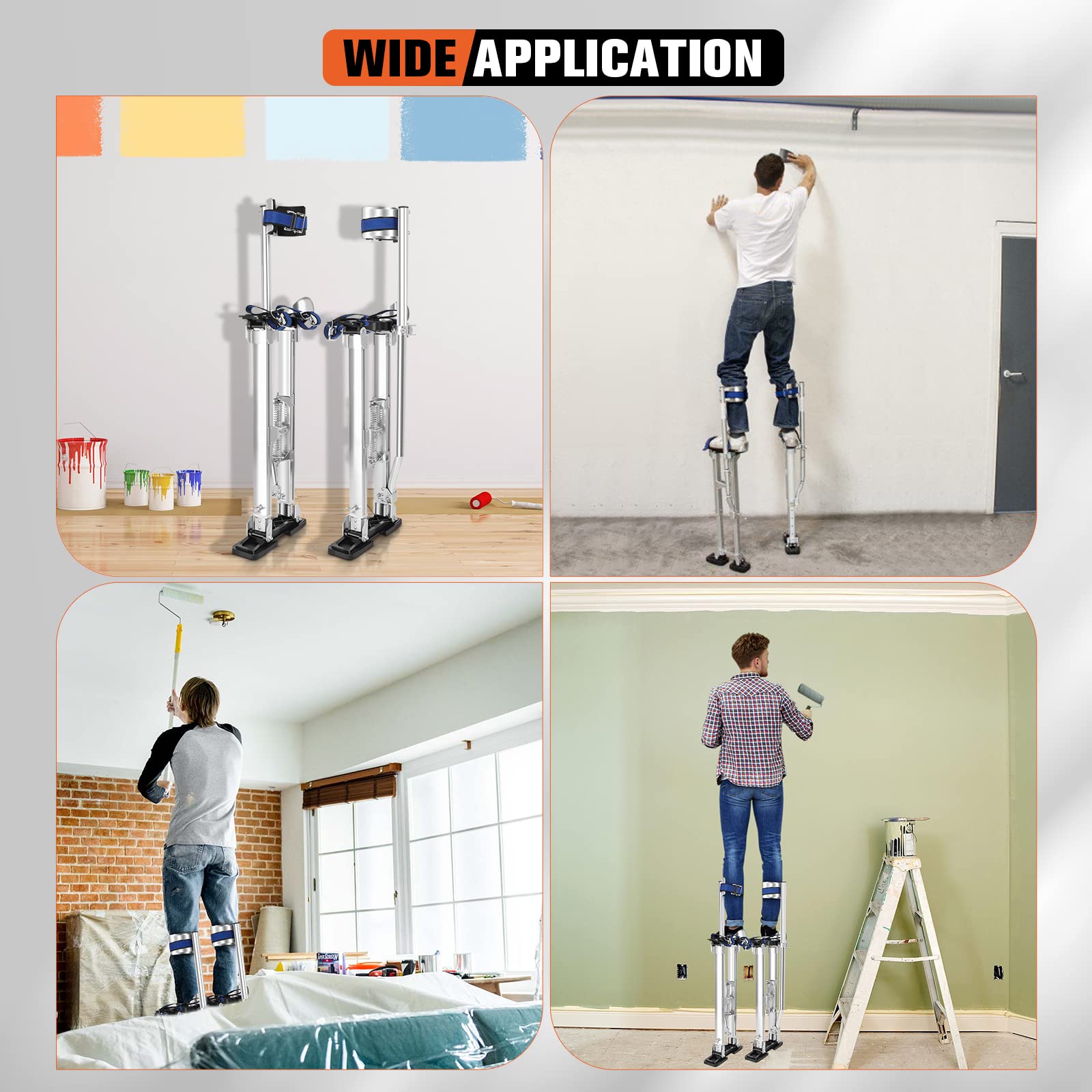 Olenyer 24" - 40" Drywall Stilts for Adults Height Adjustable Aluminum Work Stilts for Sheetrock Drop Ceiling Painting Painter Exterior Wall Painting or High Shrub Trimming