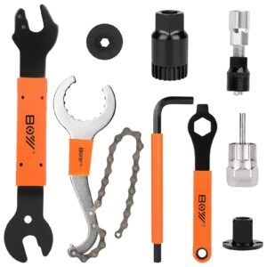 acetop bike tool kit, including bicycle crank removal tool + 3 in 1 bike cassette removal tool + bottom bracket remover + rotor lockring removal tool + bike pedal wrench, practical repair tool