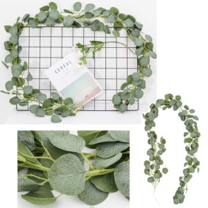 DearHouse 5pc Artificial Eucalyptus Garland Faux Silk Eucalyptus Leaves Vines Handmade Garland Greenery Wedding Backdrop Arch Wall Decor,6 FT/Pcs