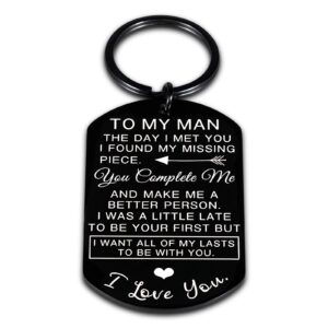 valentines day gifts for men to my man keychain anniversary for men him husband from wife birthday gifts for boyfriend groom fiance engagement wedding gifts boyfriend gifts christmas gifts for men