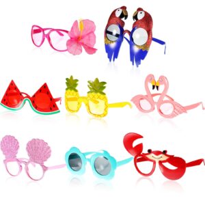 8 pairs luau party sunglasses, hawaiian funny sunglasses summer party sunglasses novelty eyeglasses tropical fancy dress props for creative hawaiian beach theme party supplies