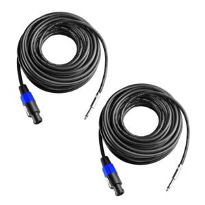 yoico 2pcs 6 feet professional speakon to 1/4 speaker cable, pair 10 ft 12 gauge speakon to 1/4 male inch audio amplifier connection heavy duty cord wire with twist lock