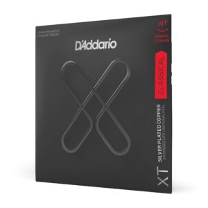 d'addario guitar strings - xt coated classical guitar strings - xtc45tt - silver plated copper, xt dynacore, titanium trebles - normal tension