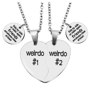 mjartoria best friend necklaces bff necklace for 2 friendship valentines day gifts matching heart pendant necklace best friends forever (silver, miles apart)