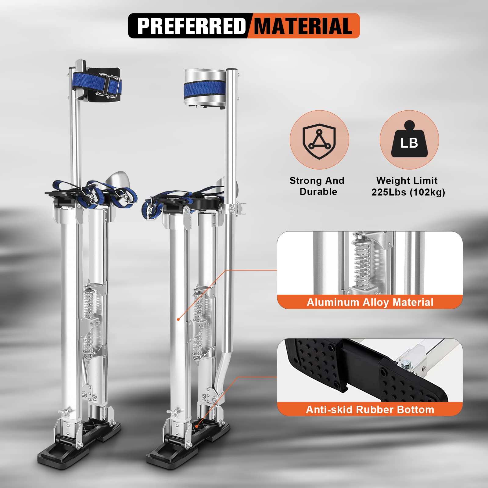 Olenyer 24" - 40" Drywall Stilts for Adults Height Adjustable Aluminum Work Stilts for Sheetrock Drop Ceiling Painting Painter Exterior Wall Painting or High Shrub Trimming