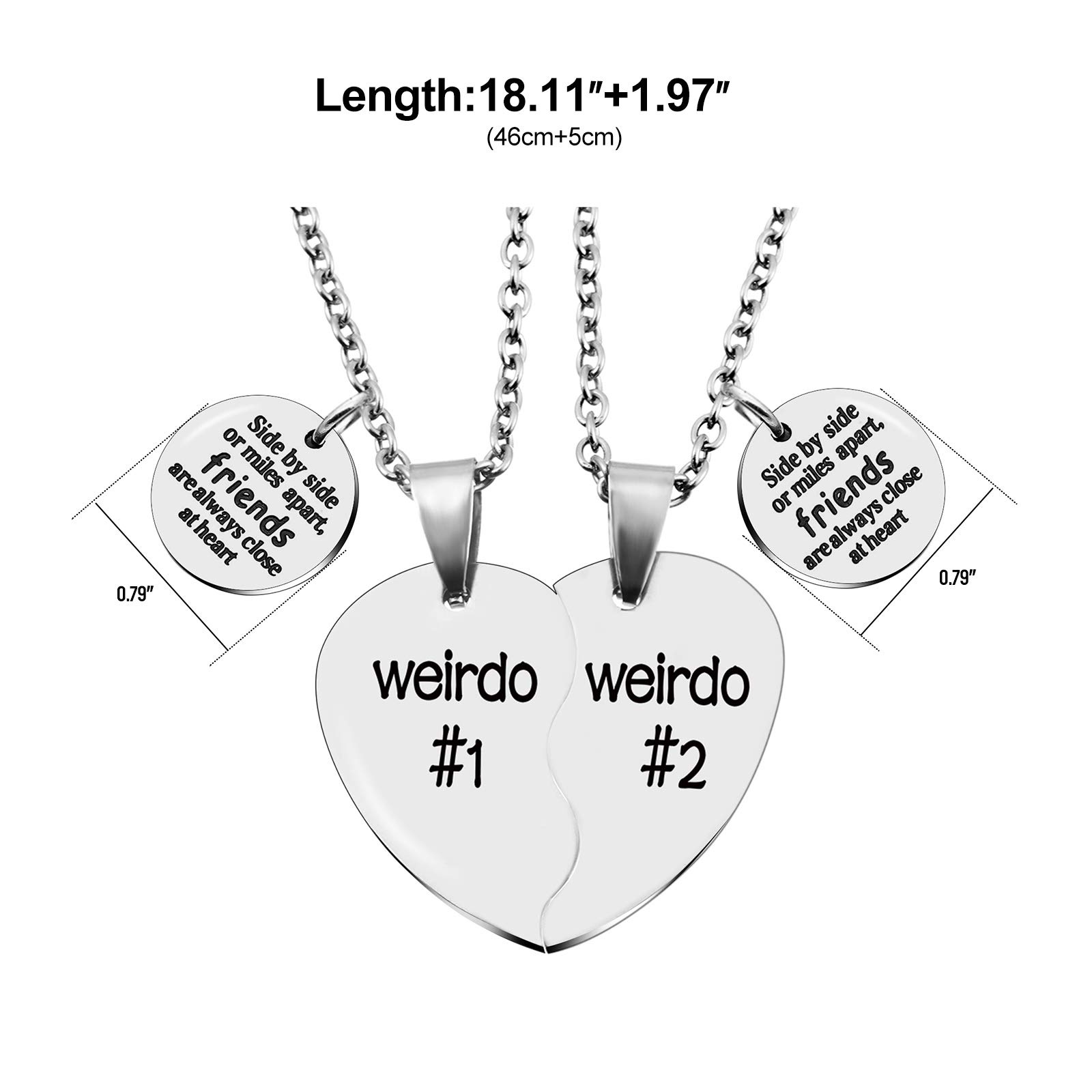 MJartoria Best Friend Necklaces BFF Necklace for 2 Friendship Valentines Day Gifts Matching Heart Pendant Necklace Best Friends Forever (Silver, Miles Apart)