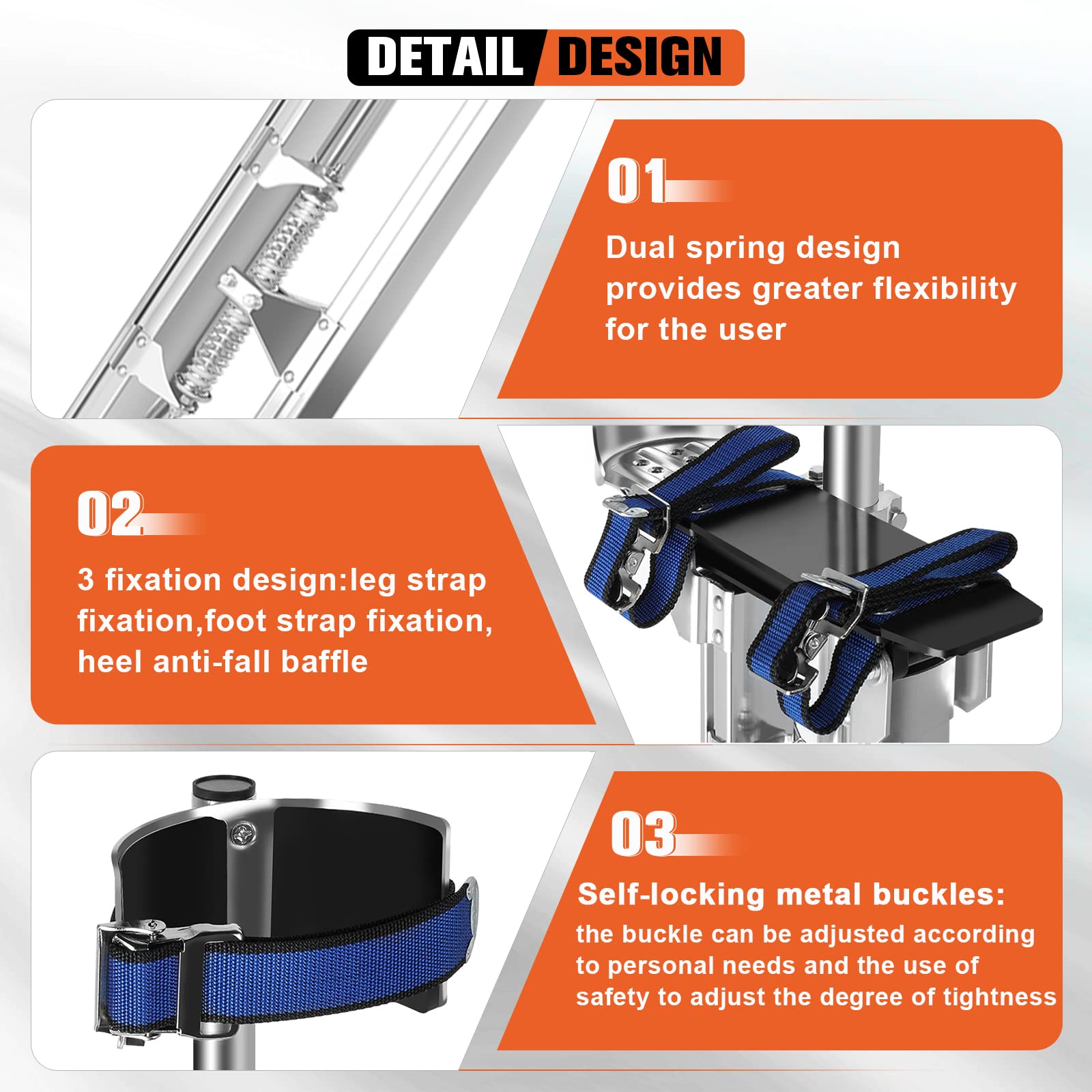 Olenyer 24" - 40" Drywall Stilts for Adults Height Adjustable Aluminum Work Stilts for Sheetrock Drop Ceiling Painting Painter Exterior Wall Painting or High Shrub Trimming