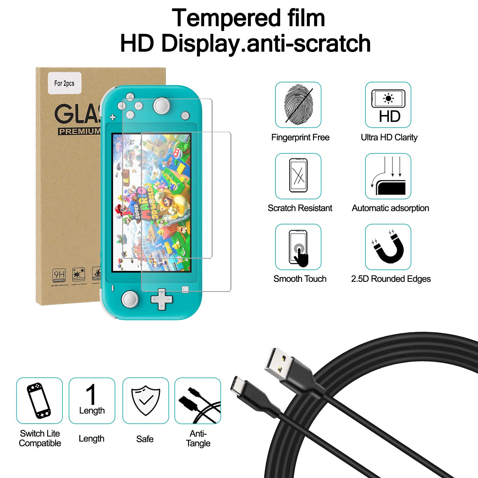 Switch Lite Accessories Bundle, Kit with Carrying Case,TPU Case Cover with Screen Protector,Charging Dock,Playstand, Game Case, USB Cable, Stylus,Thumb Grip Caps for Nintendo Switch Lite (Turquoise)