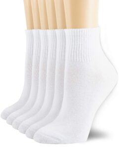 nevend 6 pairs women's & men's mini crew/ankle cotton athletic socks with thick cushioned m white