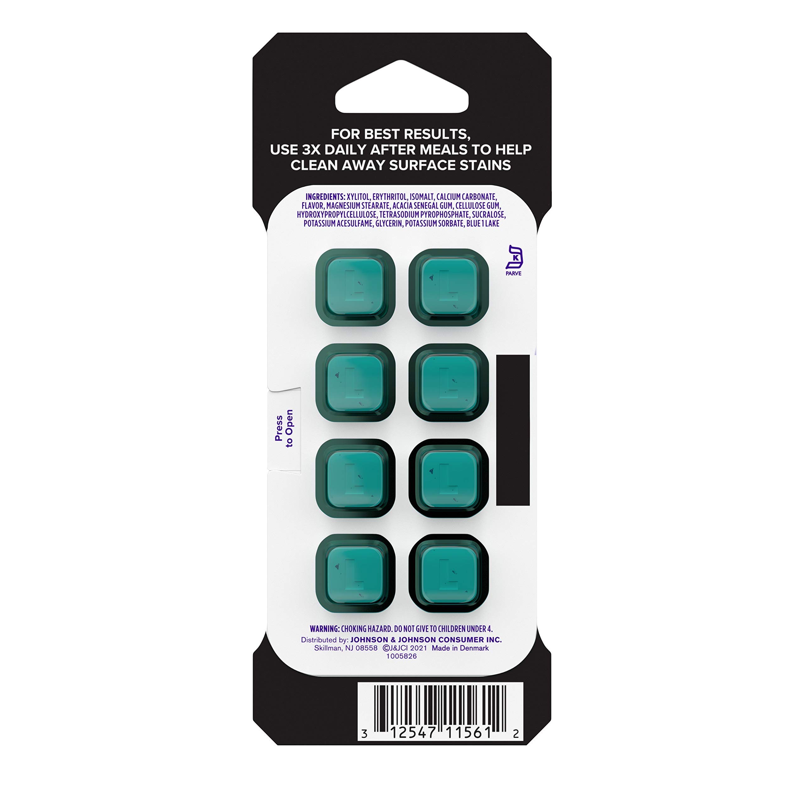 Listerine Ready! Tabs Whitening Chewable Tablets with Polar Mint Flavor to Help Fight Bad Breath, Gently Whiten Teeth & Kill Bad Breath Germs On the Go, Sugar-Free, Gluten-Free, 8 ct