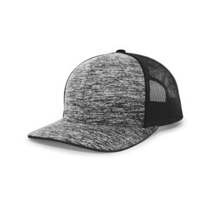 pacific headwear aggressive heather trucker snapback cap, black/light charcoal