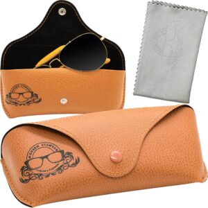 modern eyewear leather glasses case - slim glasses case for men and women - portable sunglasses case (brown - style a)