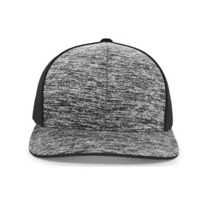 Pacific Headwear Aggressive Heather Trucker Snapback Cap, Black/Light Charcoal