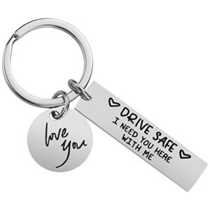 ijuqi drive safe keychain gifts for boyfriend - i need you here with me driver keyring boyfriend husband gifts from girlfriend wife, valentine’s day birthday gifts for him