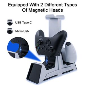 Mcbazel Dual Charging Station with Headset Holder for PS5, Fast Charging Dock with LED Indicator for PS5/ PS4/ Switch Pro/Xbox One/Xbox One Slim/Xbox Elite/Xbox Series X&S Controllers