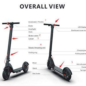 Eskuta KS-350 Long-Range Electric Powerful Kick Scooter, Ultra-Portable, Lightweight with Removable Quick Charging Battery, Triple Brakes & LED Digital Technology (Matte Black)