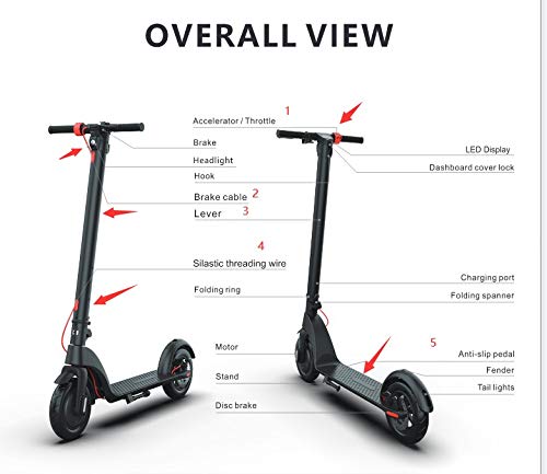 Eskuta KS-350 Long-Range Electric Powerful Kick Scooter, Ultra-Portable, Lightweight with Removable Quick Charging Battery, Triple Brakes & LED Digital Technology (Matte Black)