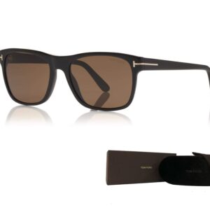 Tom Ford FT0698 Giulio 01J 59MM Shiny Black/Brown Geometric Sunglasses for Men + BUNDLE with Designer iWear Eyewear Kit