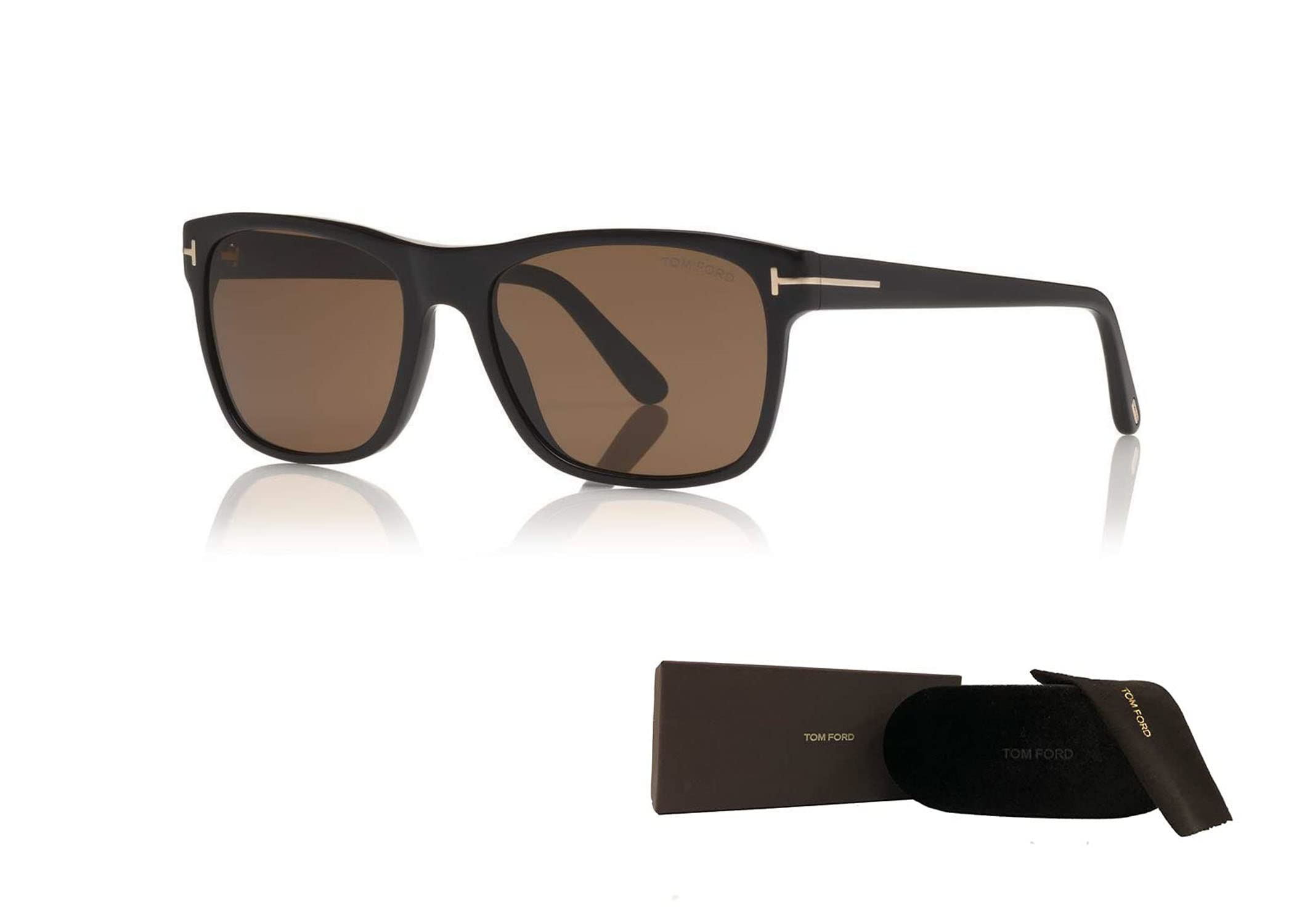 Tom Ford FT0698 Giulio 01J 59MM Shiny Black/Brown Geometric Sunglasses for Men + BUNDLE with Designer iWear Eyewear Kit