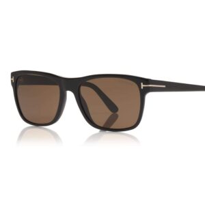 Tom Ford FT0698 Giulio 01J 59MM Shiny Black/Brown Geometric Sunglasses for Men + BUNDLE with Designer iWear Eyewear Kit