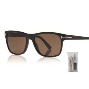 Tom Ford FT0698 Giulio 01J 59MM Shiny Black/Brown Geometric Sunglasses for Men + BUNDLE with Designer iWear Eyewear Kit