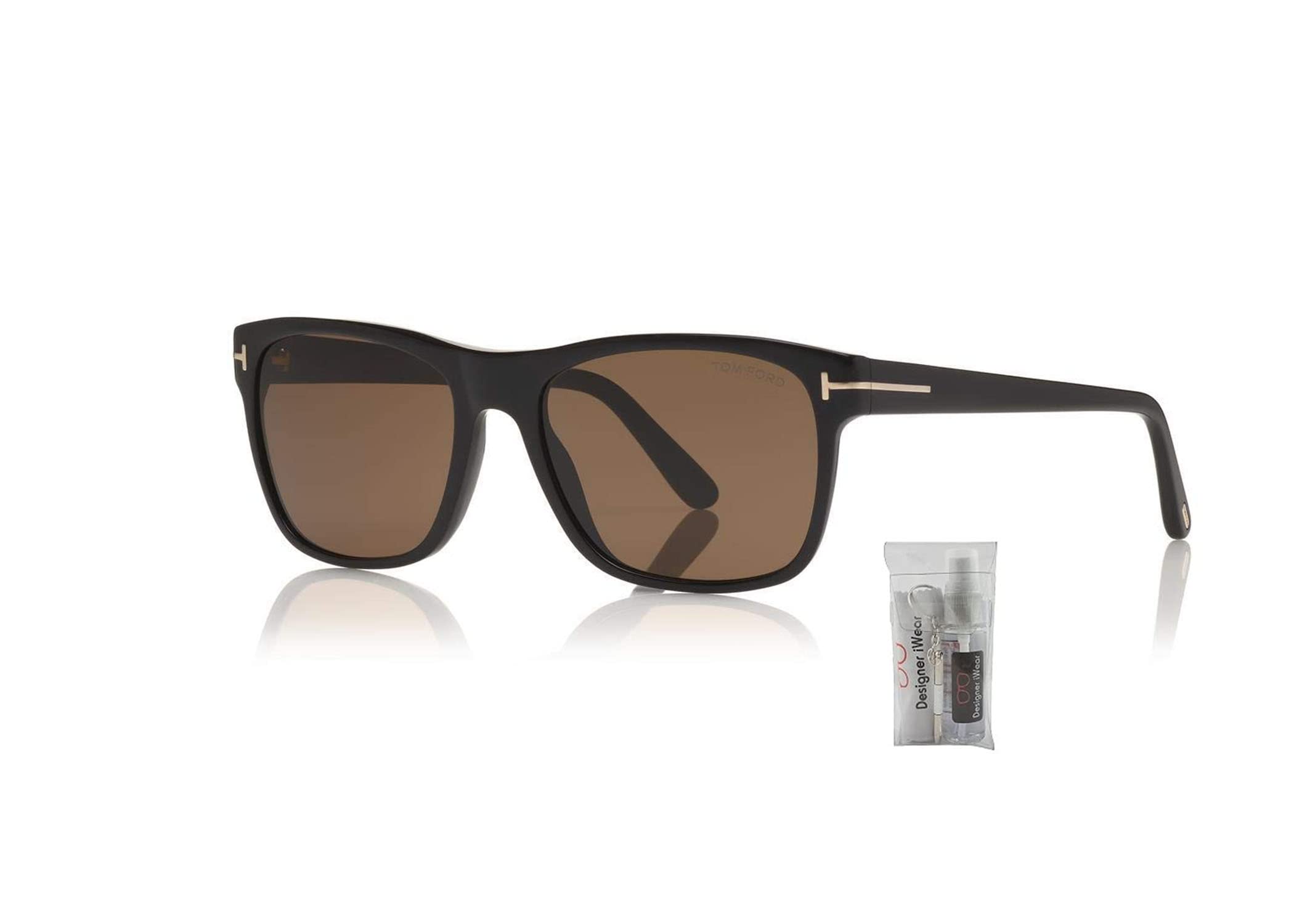 Tom Ford FT0698 Giulio 01J 59MM Shiny Black/Brown Geometric Sunglasses for Men + BUNDLE with Designer iWear Eyewear Kit