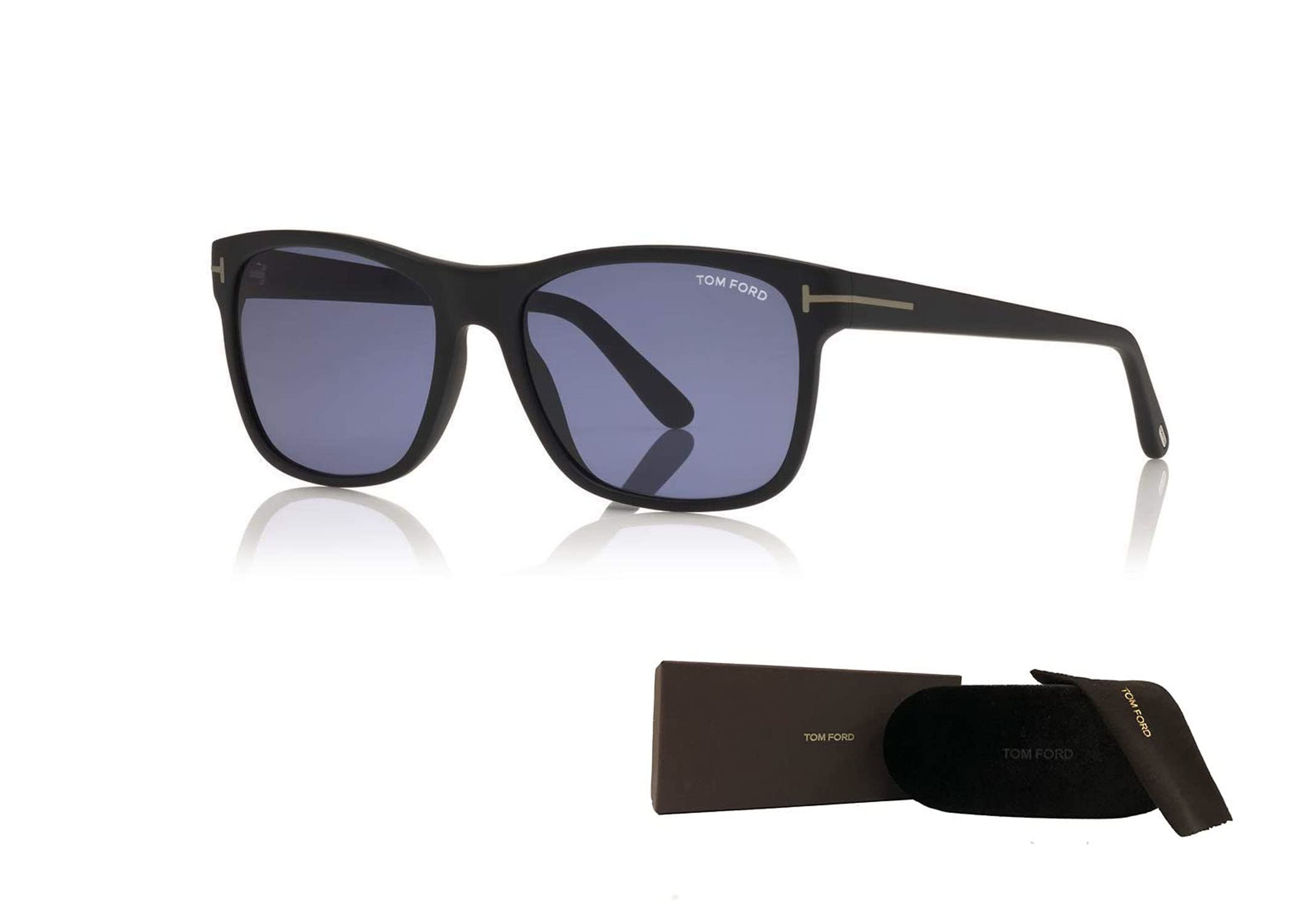 Tom Ford FT0698 02V 59MM Matte Black/Blue Smoke Geometric Square Sunglasses for Men + BUNDLE With Designer iWear Eyewear Kit