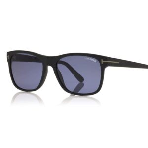 Tom Ford FT0698 02V 59MM Matte Black/Blue Smoke Geometric Square Sunglasses for Men + BUNDLE With Designer iWear Eyewear Kit