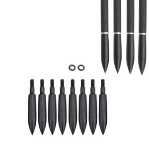 12pcs arrow points tips 75 90 100 125 150 200 250 300 350 grain broadheads arrow head insert hunting archery accessories bows (200gr black)