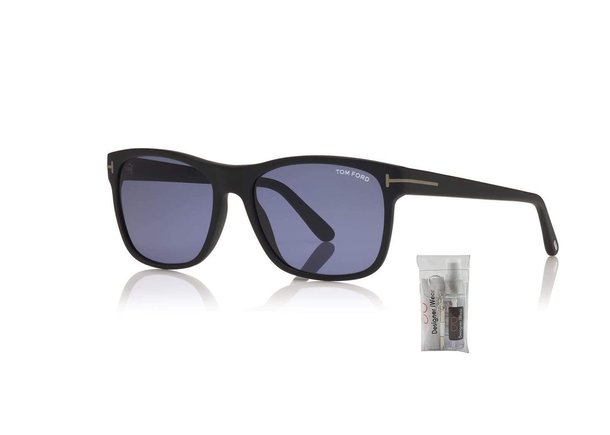 Tom Ford FT0698 02V 59MM Matte Black/Blue Smoke Geometric Square Sunglasses for Men + BUNDLE With Designer iWear Eyewear Kit