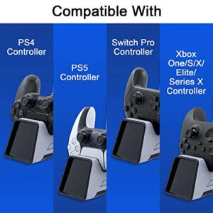 Mcbazel Dual Charging Station with Headset Holder for PS5, Fast Charging Dock with LED Indicator for PS5/ PS4/ Switch Pro/Xbox One/Xbox One Slim/Xbox Elite/Xbox Series X&S Controllers