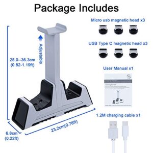 Mcbazel Dual Charging Station with Headset Holder for PS5, Fast Charging Dock with LED Indicator for PS5/ PS4/ Switch Pro/Xbox One/Xbox One Slim/Xbox Elite/Xbox Series X&S Controllers