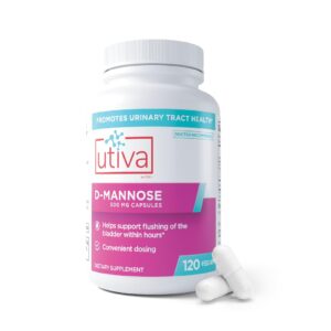 szio+ utiva d-mannose 500mg capsules – naturally flush the bladder and urinary tract – uti avoidance treatment – supports management of urinary tract infections, 120 capsules