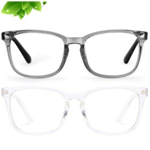 kuguaok 2 pack kids blue light blocking glasses, boys girls computer gaming tv glasses, lightweight eyeglasses frame (age 4 to 12)