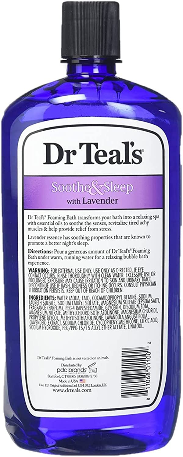 Dr. Teal's Foaming Bath Variety Gift Set (2 Pack, 34oz Ea.) - Soothe & Sleep Lavender, Glow & Radiance Vitamin C and Citrus - Essential Oils Blended with Pure Epsom Salt Relieve Pain & Daily Stress