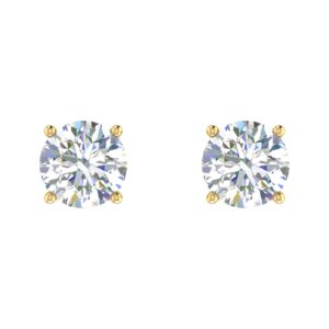 1 Carat 4-Prong Set Diamond Stud Earrings in 14K Yellow Gold (Screw-back)