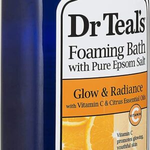 Dr. Teal's Foaming Bath Variety Gift Set (2 Pack, 34oz Ea.) - Soothe & Sleep Lavender, Glow & Radiance Vitamin C and Citrus - Essential Oils Blended with Pure Epsom Salt Relieve Pain & Daily Stress