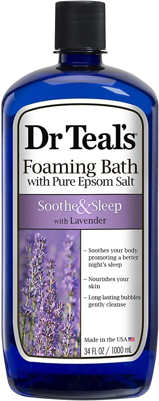 Dr. Teal's Foaming Bath Variety Gift Set (2 Pack, 34oz Ea.) - Soothe & Sleep Lavender, Glow & Radiance Vitamin C and Citrus - Essential Oils Blended with Pure Epsom Salt Relieve Pain & Daily Stress